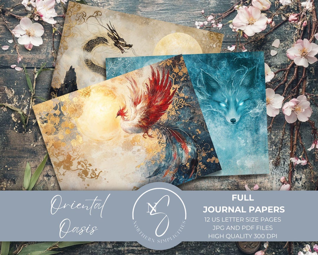 Oriental Oasis Full Journal Papers, Mythical Creatures Printable Papers ...