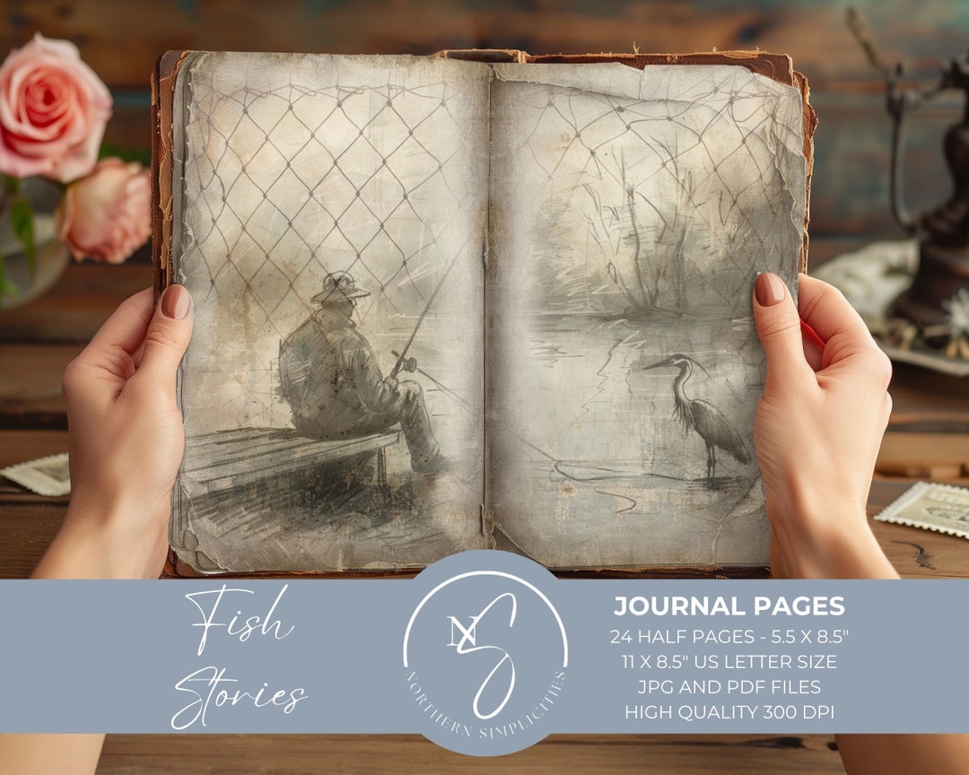 Fish Stories Junk Journal Pages, Digital Download, Fishing Kit ...