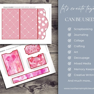 Hearts Galore Mix and Match Printable Valentine Folio Kit With Junk Journal Ephemera, Tags ...