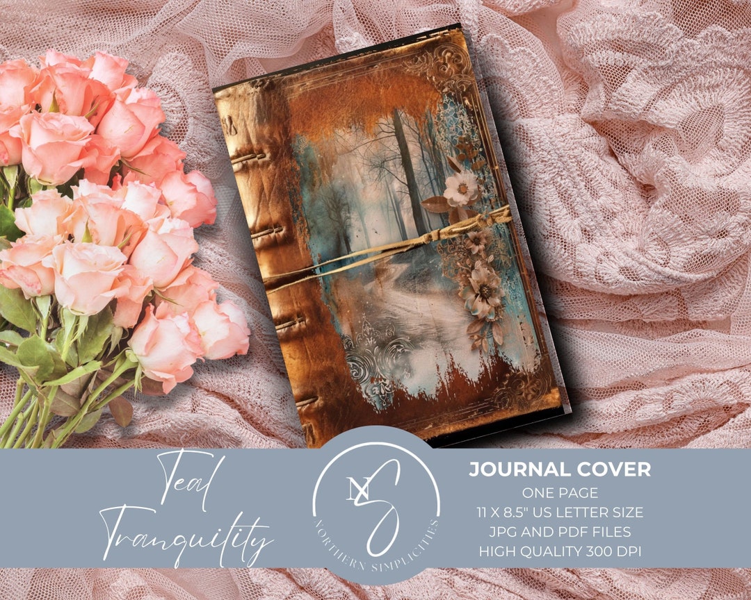 Teal Tranquility Gold Junk Journals Vintage Book Covers, Antique ...