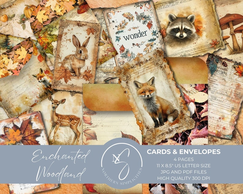 Enchanted Woodland Journal Cards and Mini Envelopes, Forest Animals ...