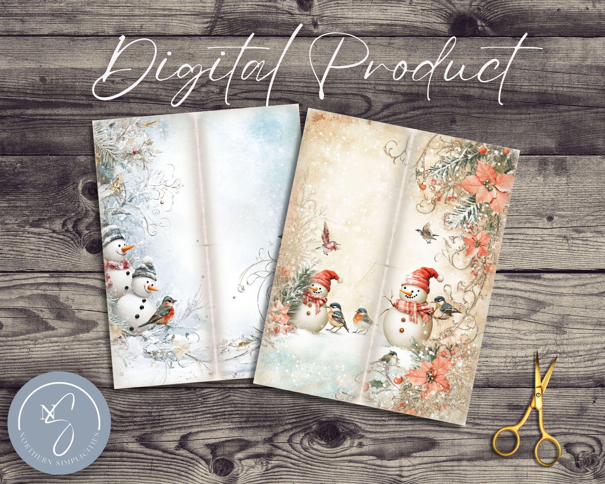 Frosty Friends Tall Junk Journal Pages Christmas Kit Digital Download ...