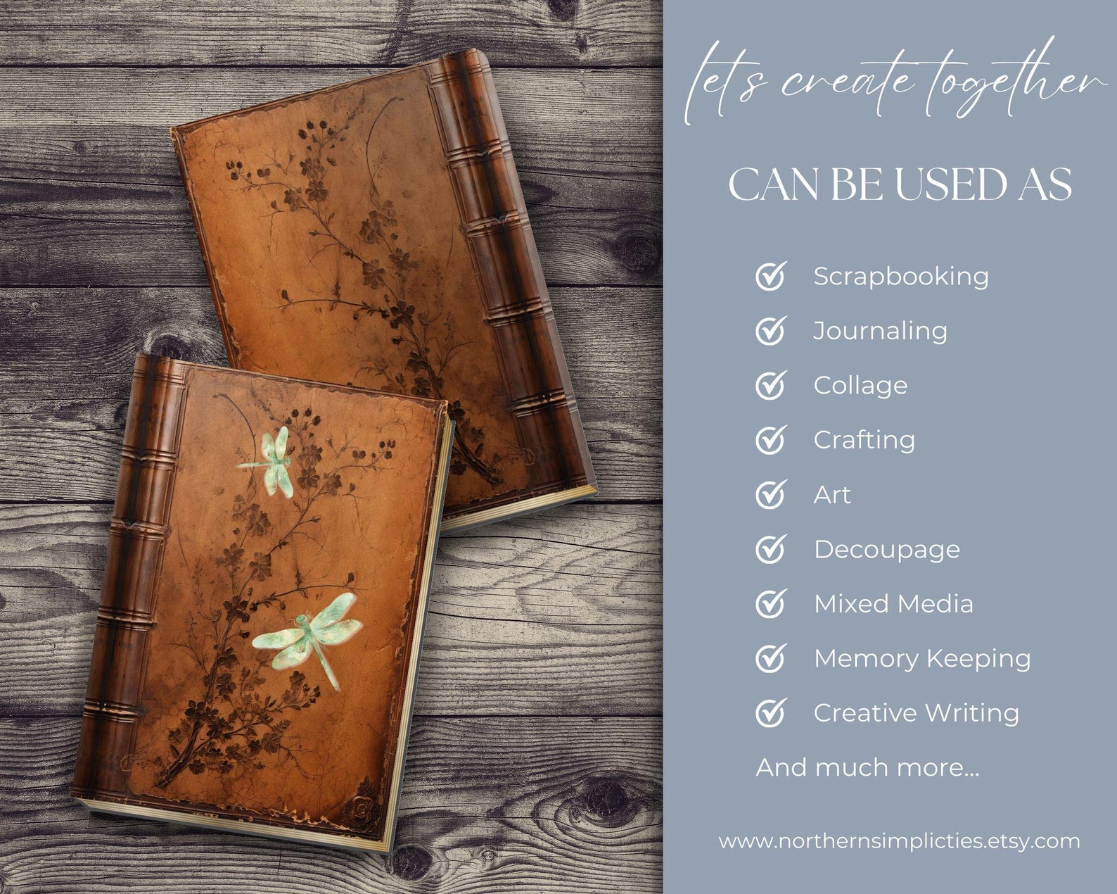 Dragonfly Delight, Vintage Junk Journal Covers, Antique Printable Hard ...