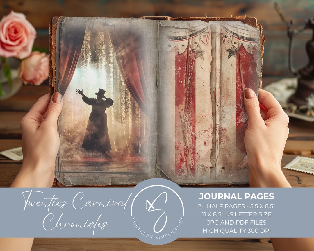 Twenties Carnival Junk Journal Pages, Vintage Circus Digital Journal ...