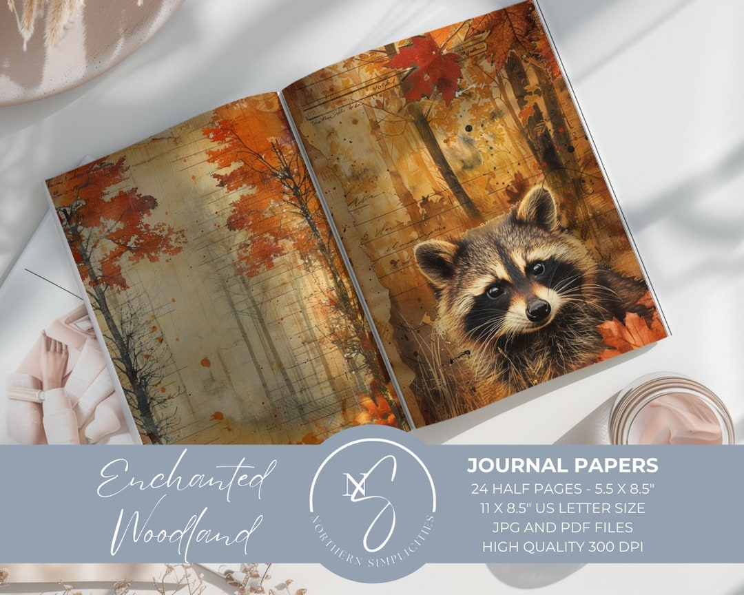 Enchanted Woodland Junk Journal Papers Kit, Forest Animals, Fall ...