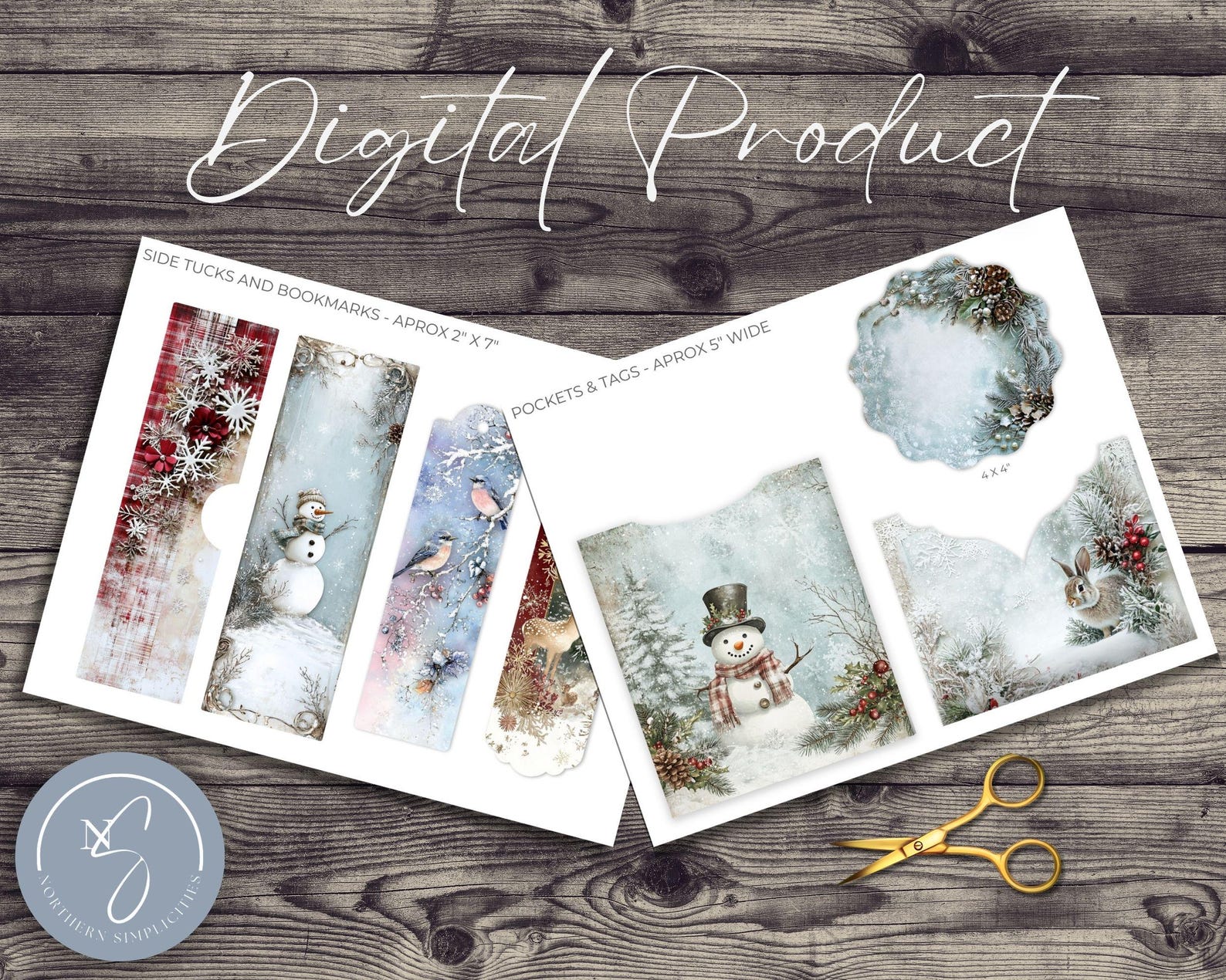 Frosty Friends Ephemera Snowman Junk Journal Kit, Christmas Printable ...