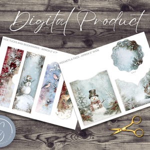 Frosty Friends Ephemera Snowman Junk Journal Kit, Christmas Printable ...