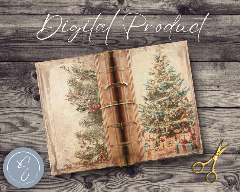 Classic Christmas Tall Journal Cover, Vintage Junk Journal Book Covers ...