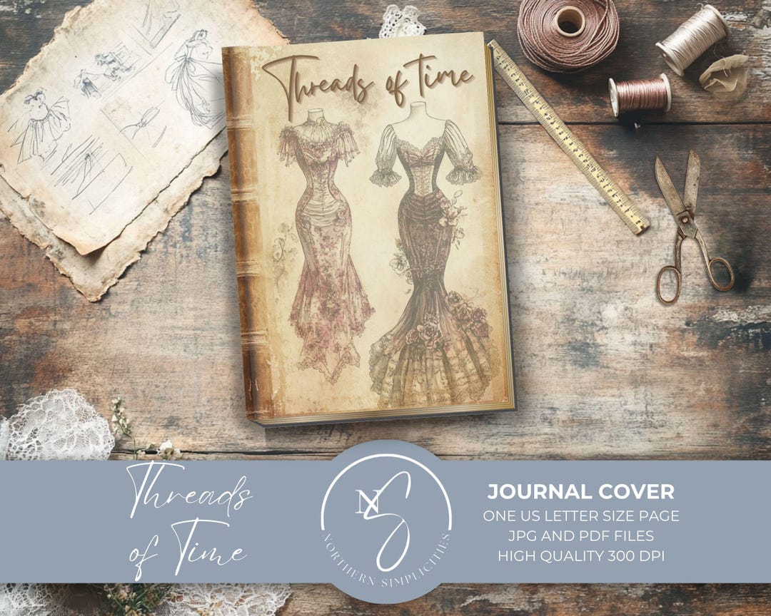 Threads of Time Journal Cover is a Victorian Vintage Junk Journal Page ...