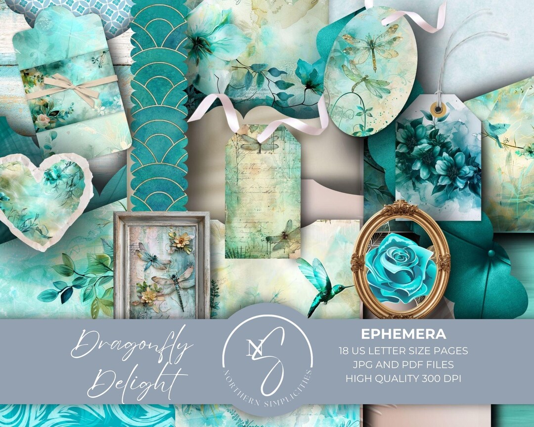 Dragonfly Delight Journal Ephemera Vintage Ephemera for Scrapbook Paper ...
