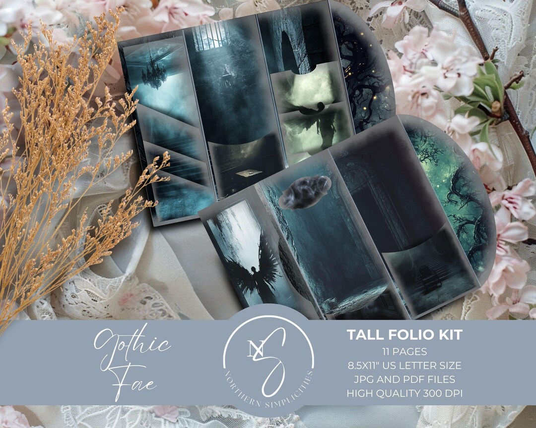 Gothic Fae Thin Junk Journal Folio Kit, Tall and Skinny Printable Fairy ...