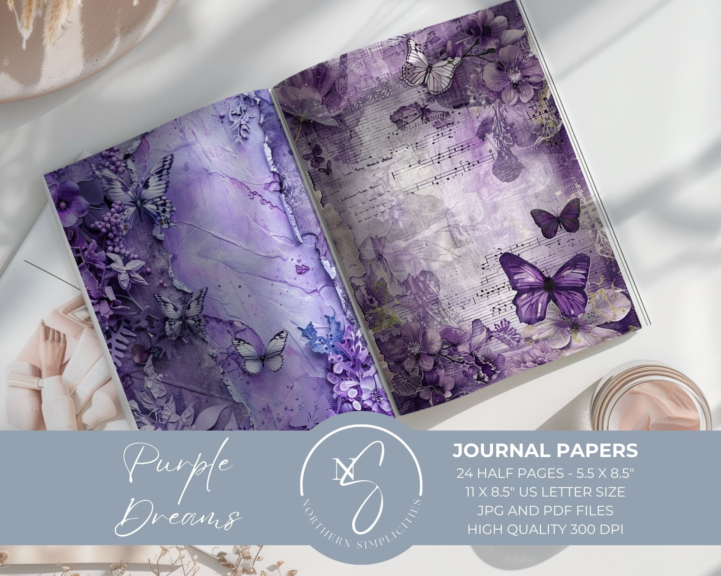 Purple Dream Junk Journal Kit - Printable Journal Pages, Vintage ...