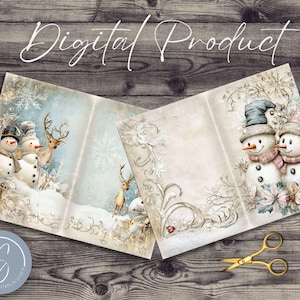 Frosty Friends Junk Journal Pages Christmas Snowman Scrapbook Printable ...