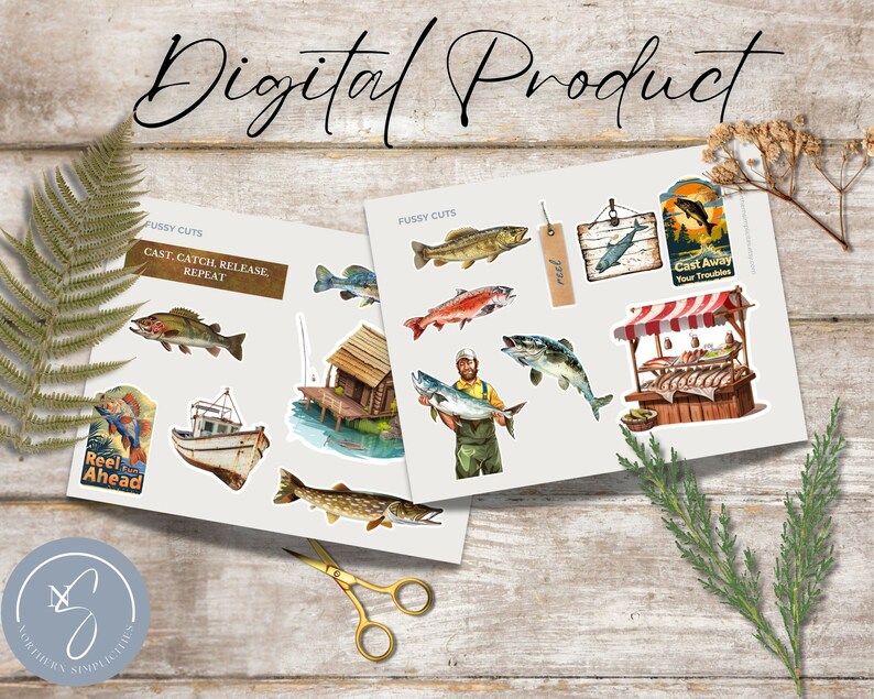 Fish Stories Fussy Cut Vintage Ephemera Words and Phrases for Junk ...