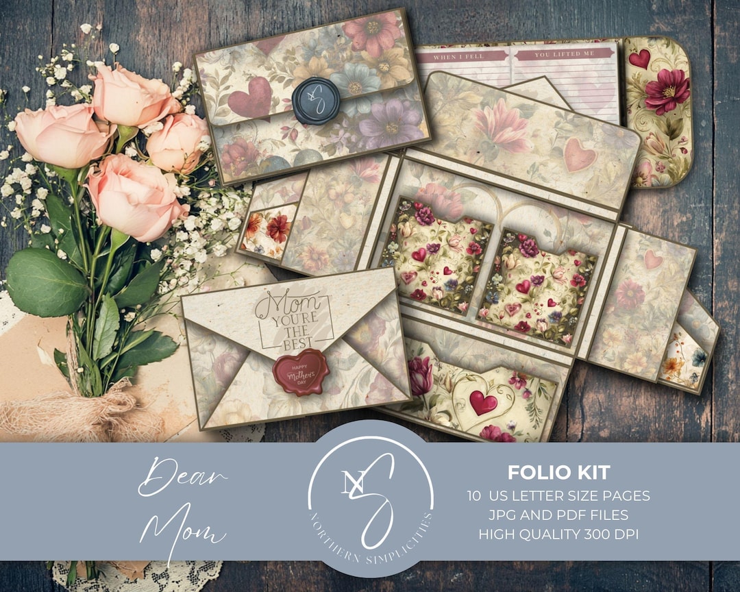 Dear Mom Happy Mail Folio Kit With Pocket Envelope, Gift Card Holder ...