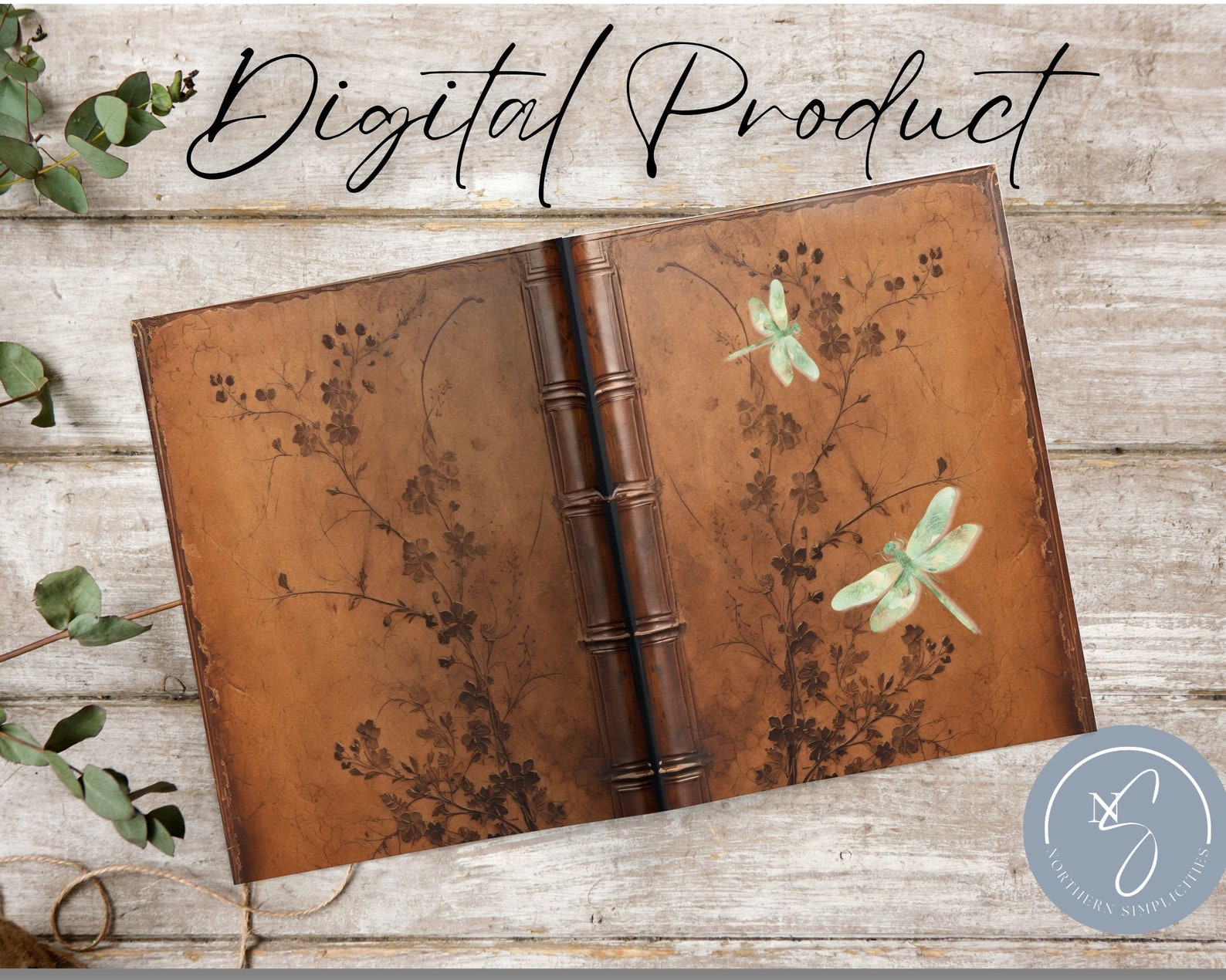 Dragonfly Delight, Vintage Junk Journal Covers, Antique Printable Hard ...