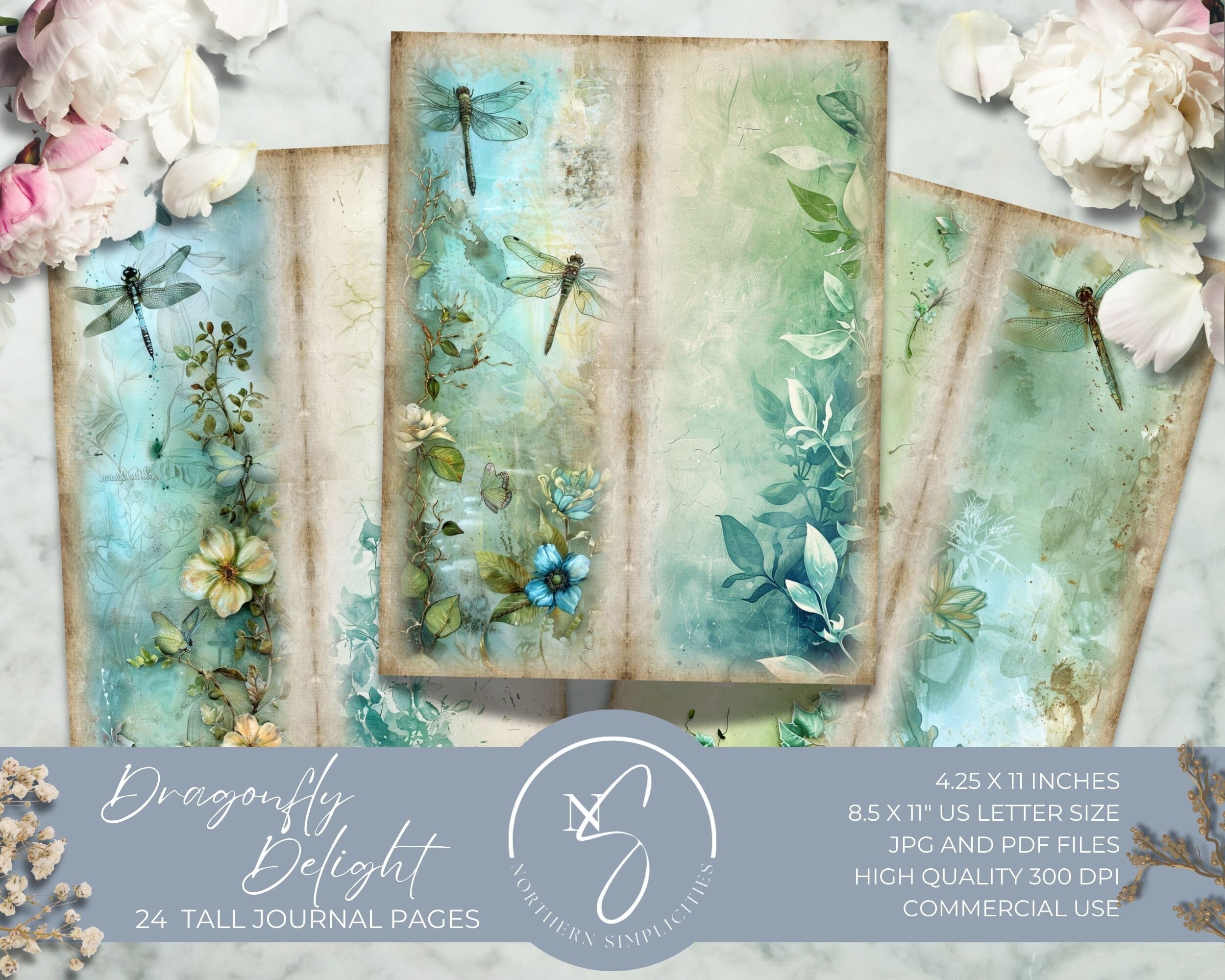 Dragonfly Delight, Tall and Skinny Dragonfly Journal Kit Watercolor ...