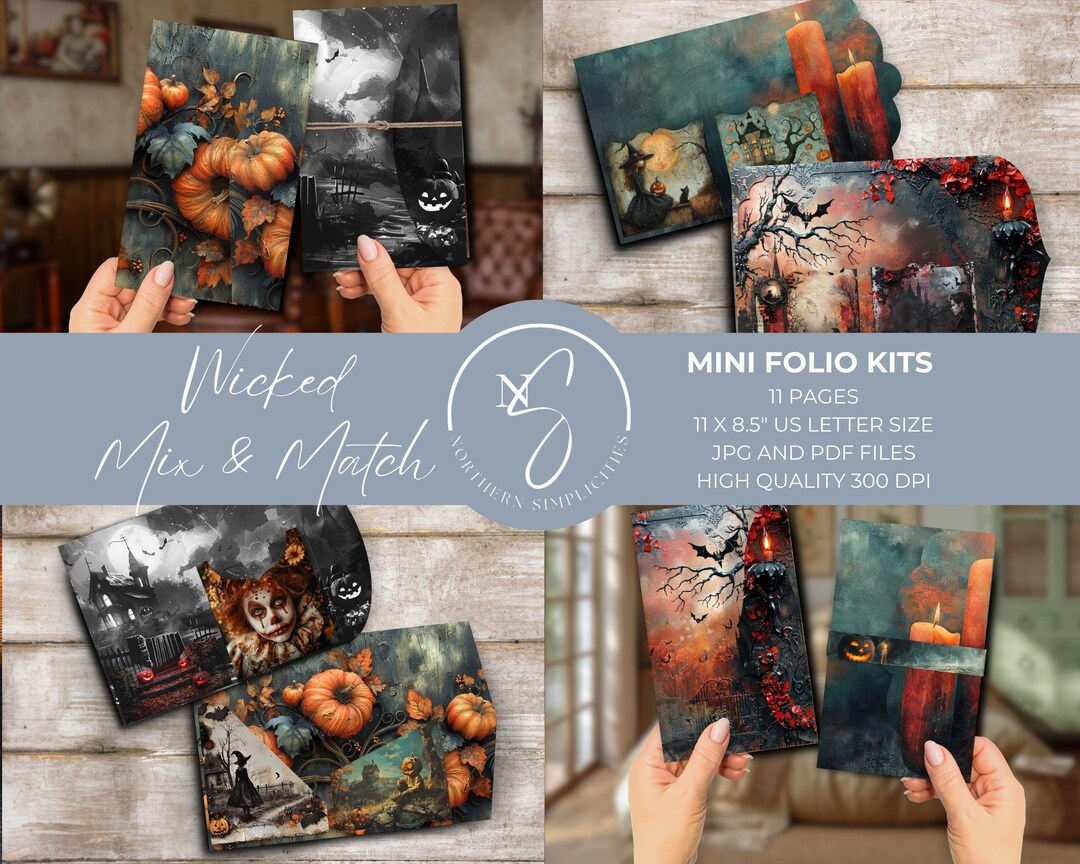 Wicked Mix & Match Folio Kit, Halloween Ephemera for Scrapbook and Junk ...