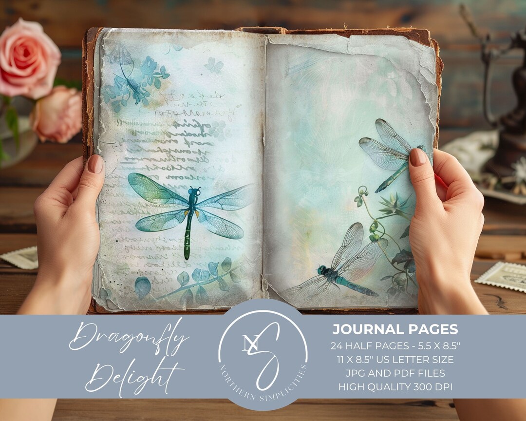 Dragonfly Delight, Printable Papers Journal Digi Kit: Perfect for ...