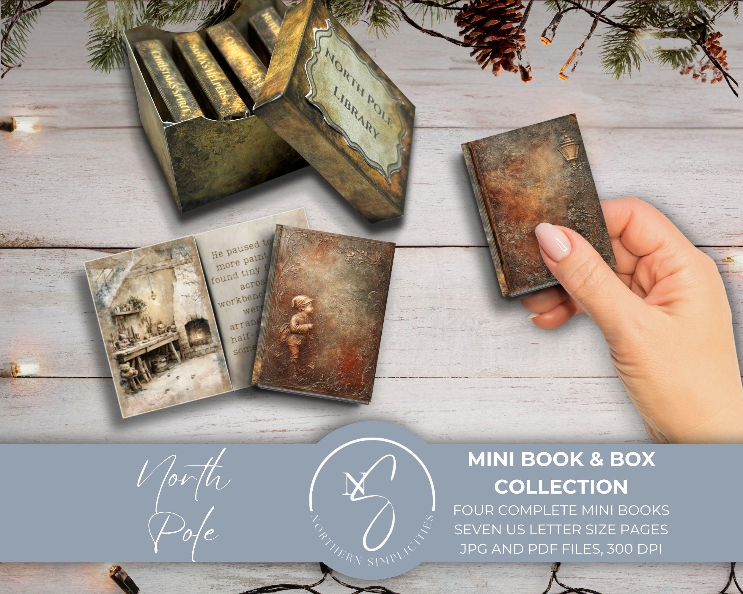 North Pole Mini Book Collection & Box Printable Mini Book Set, Vintage ...