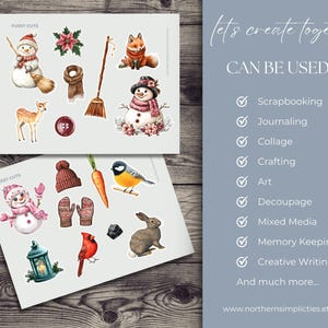 Frosty Friends Fussy Cut Snowman Ephemera, Journaling Collage Quotes ...