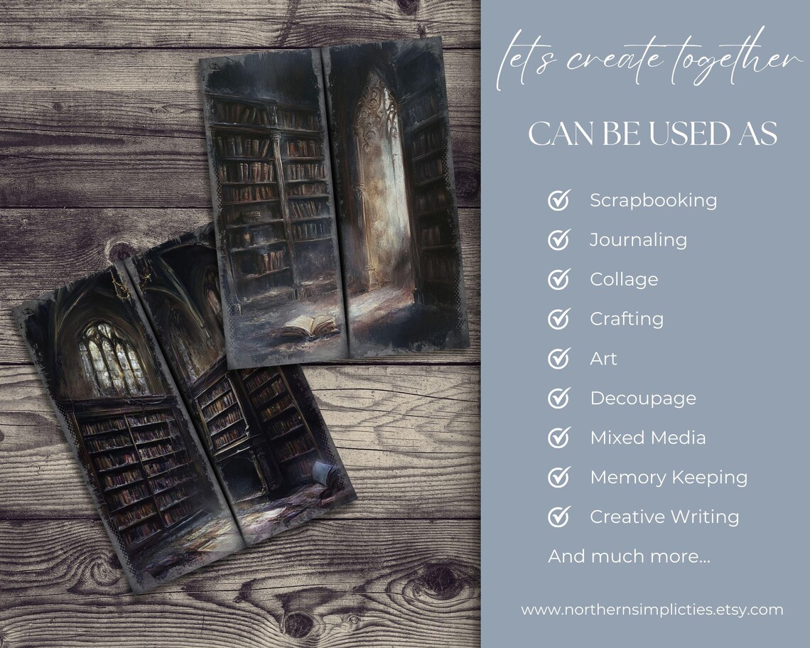 Library of Shadows Tall Journal Pages for Printable Dark Academia Junk ...