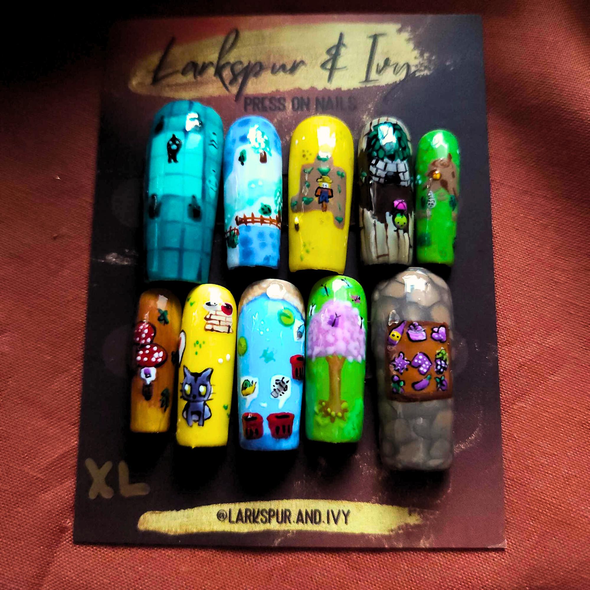 Long Sculpted Square STARDEW VALLEY Fanart Apres Gel-x Press on Nails ...