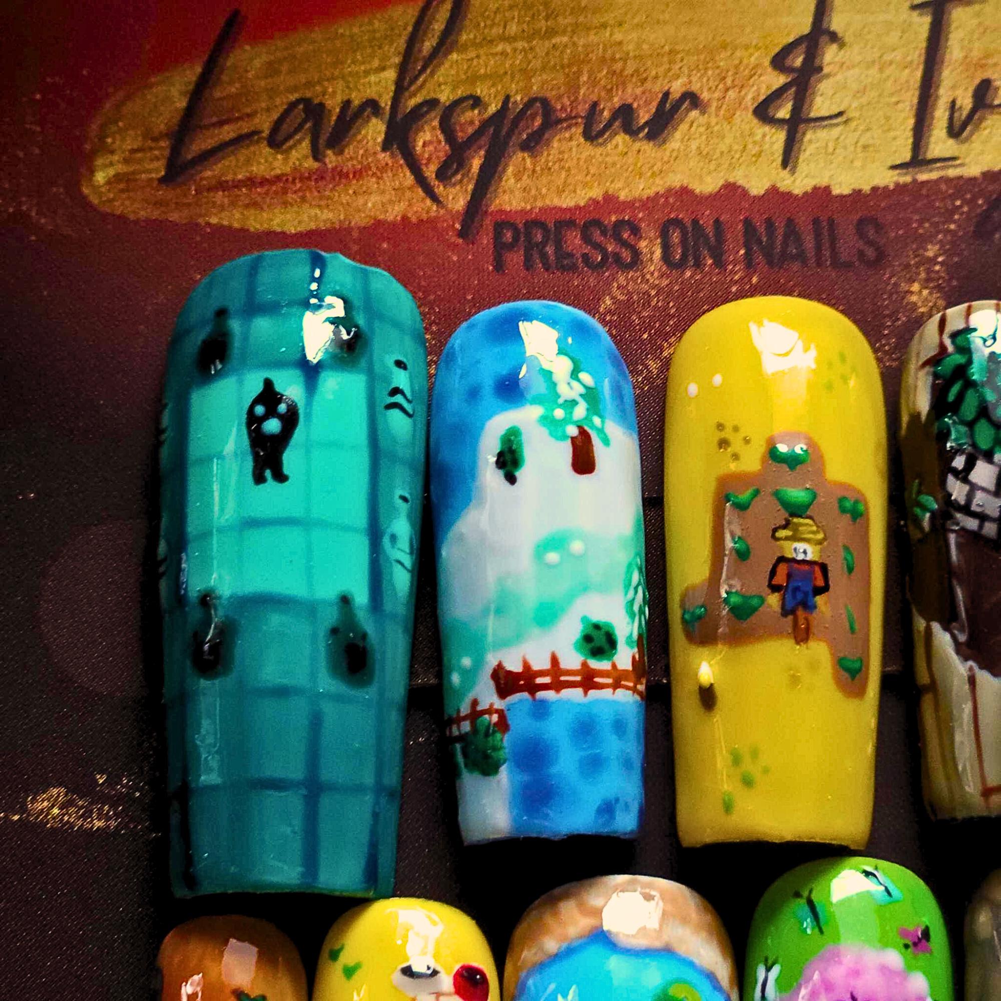 Long Sculpted Square STARDEW VALLEY Fanart Apres Gel-x Press on Nails ...
