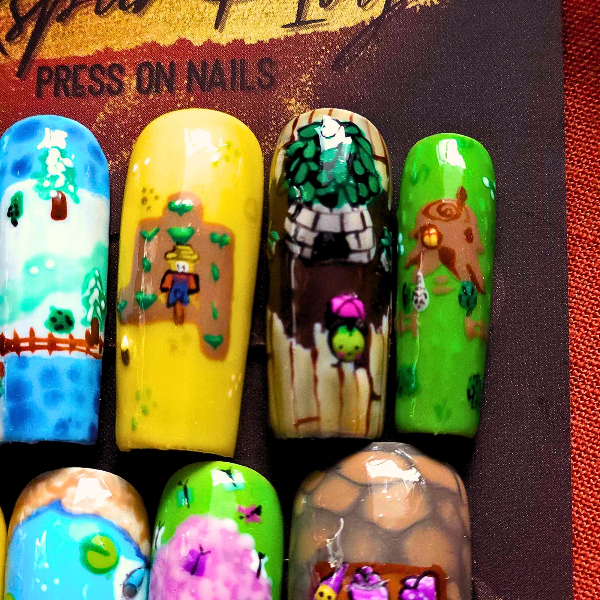 Long Sculpted Square STARDEW VALLEY Fanart Apres Gel-x Press on Nails ...