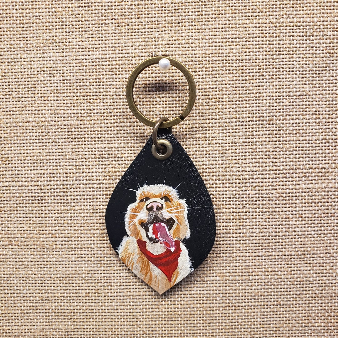 Custom Hand Painted Leather Keychain - Etsy