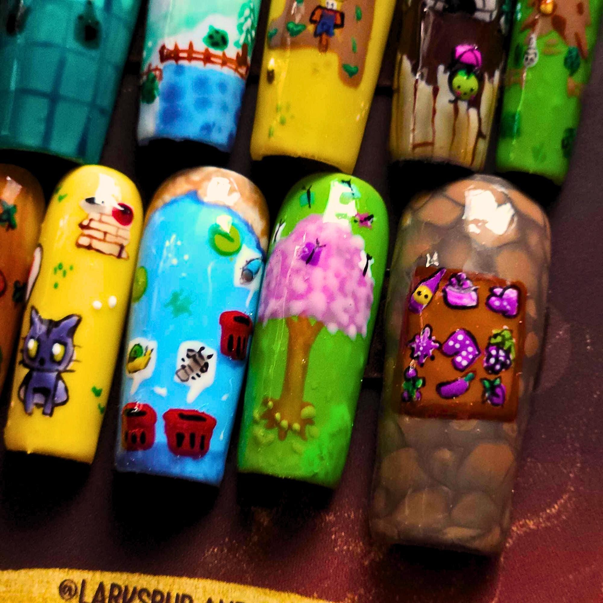 Long Sculpted Square STARDEW VALLEY Fanart Apres Gel-x Press on Nails ...