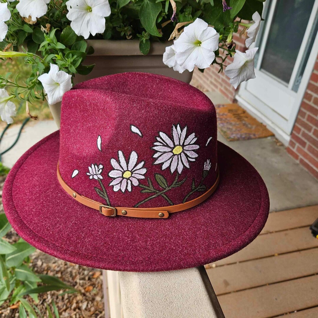Custom Hand-painted Wool Felt Fedora Hat - Etsy