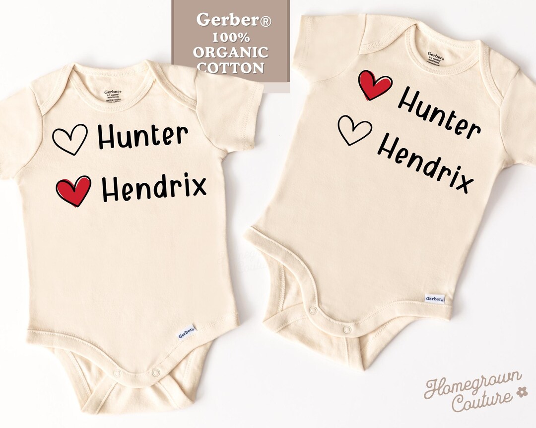 Baby Name Twin Onesie® Personalized Baby Body Suit Newborn Twin Outfit ...