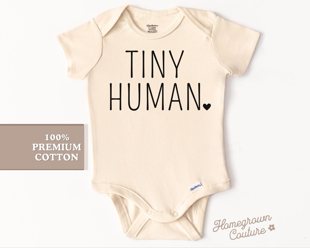 Tiny Human Onesie® Minimalist Little Baby Bodysuit Cute Organic Cotton ...