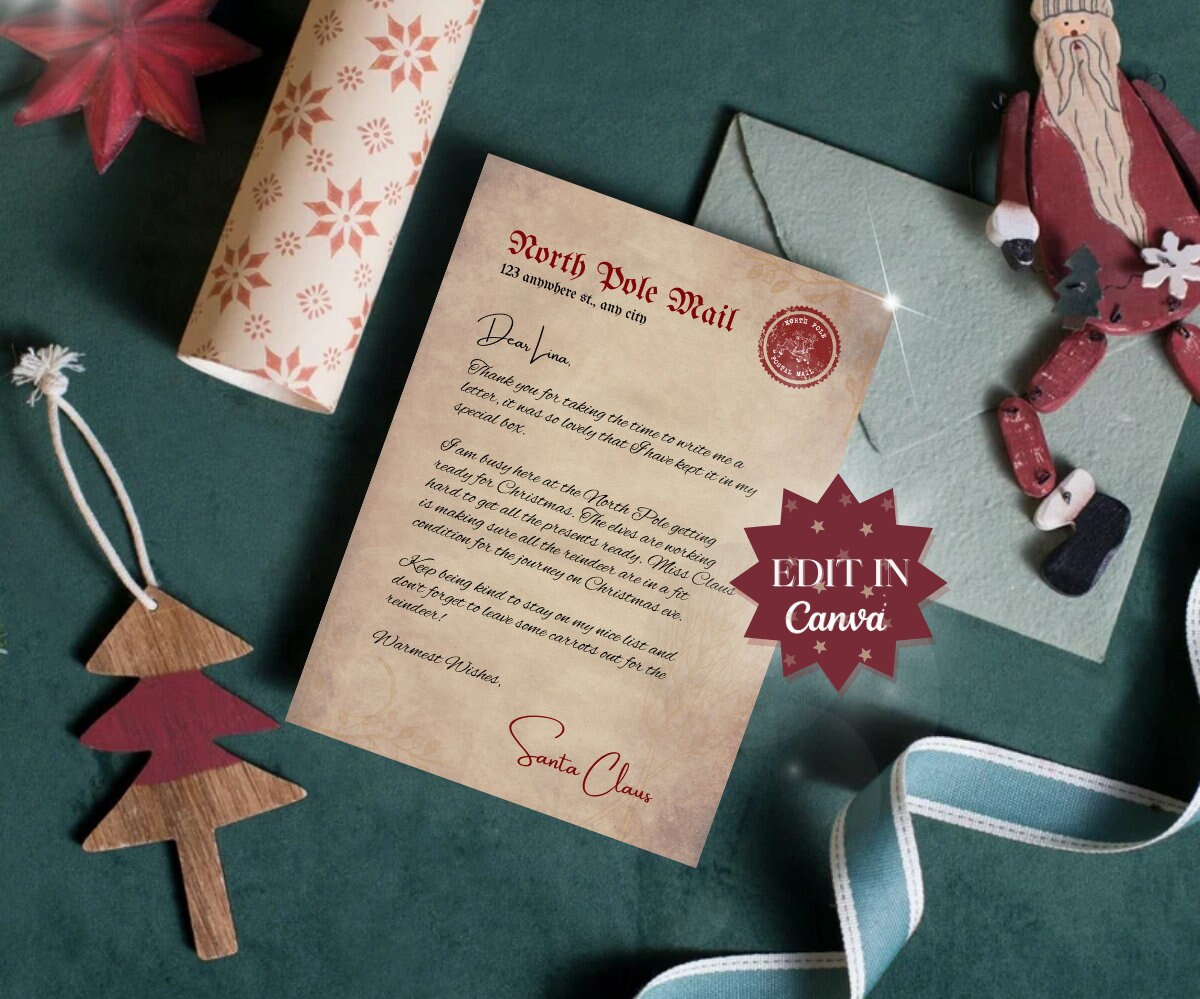 Letter From Santa Editable and Personalized | Santa Letter | Letter ...