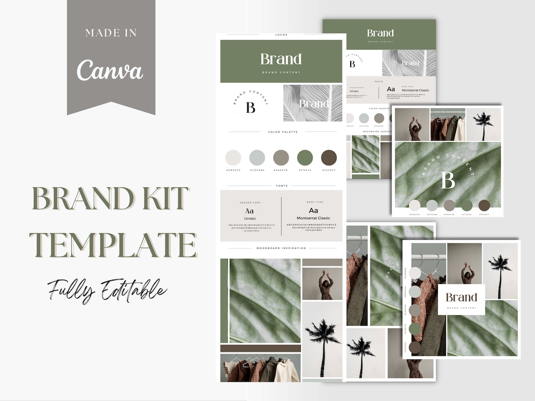 Canva Brand Kit Template| Green Brand Board Templates| Boho Brand ...