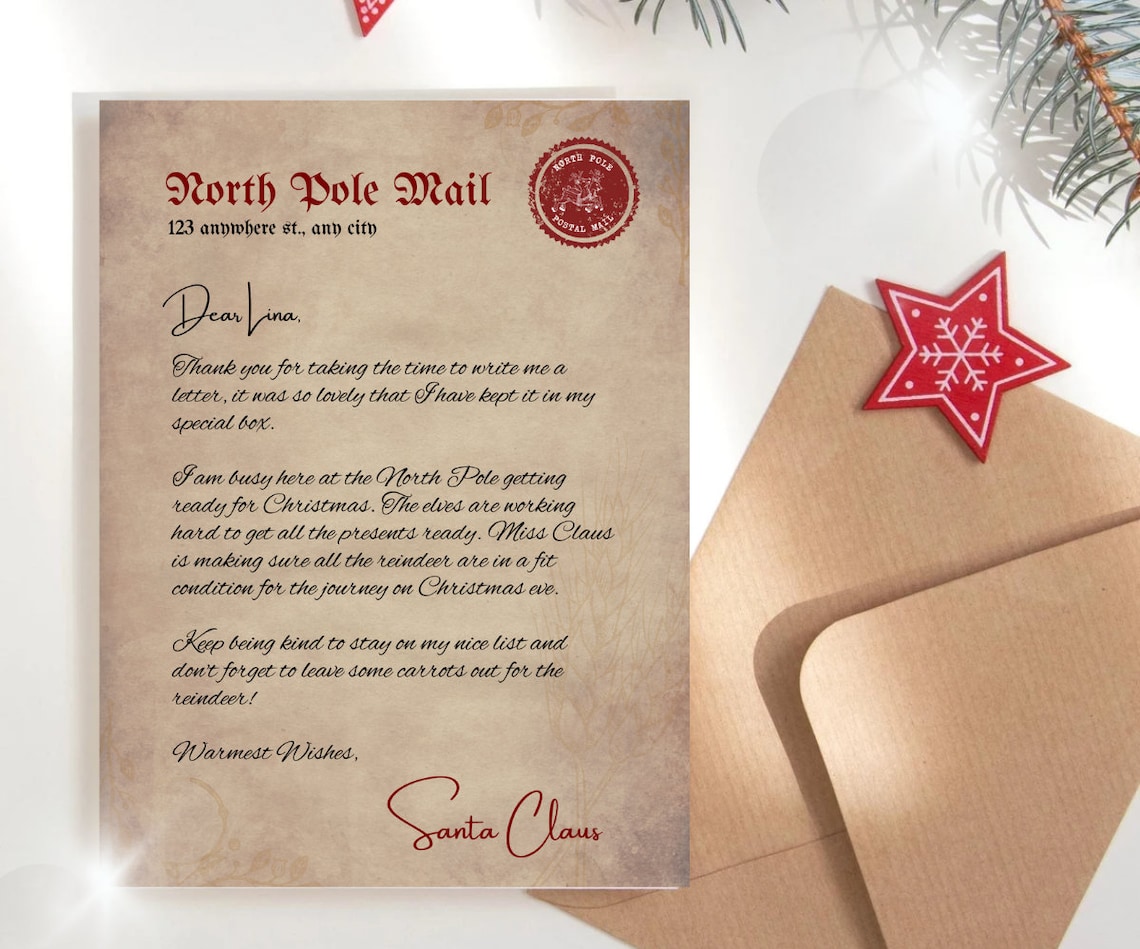 Letter From Santa Editable and Personalized | Santa Letter | Letter ...