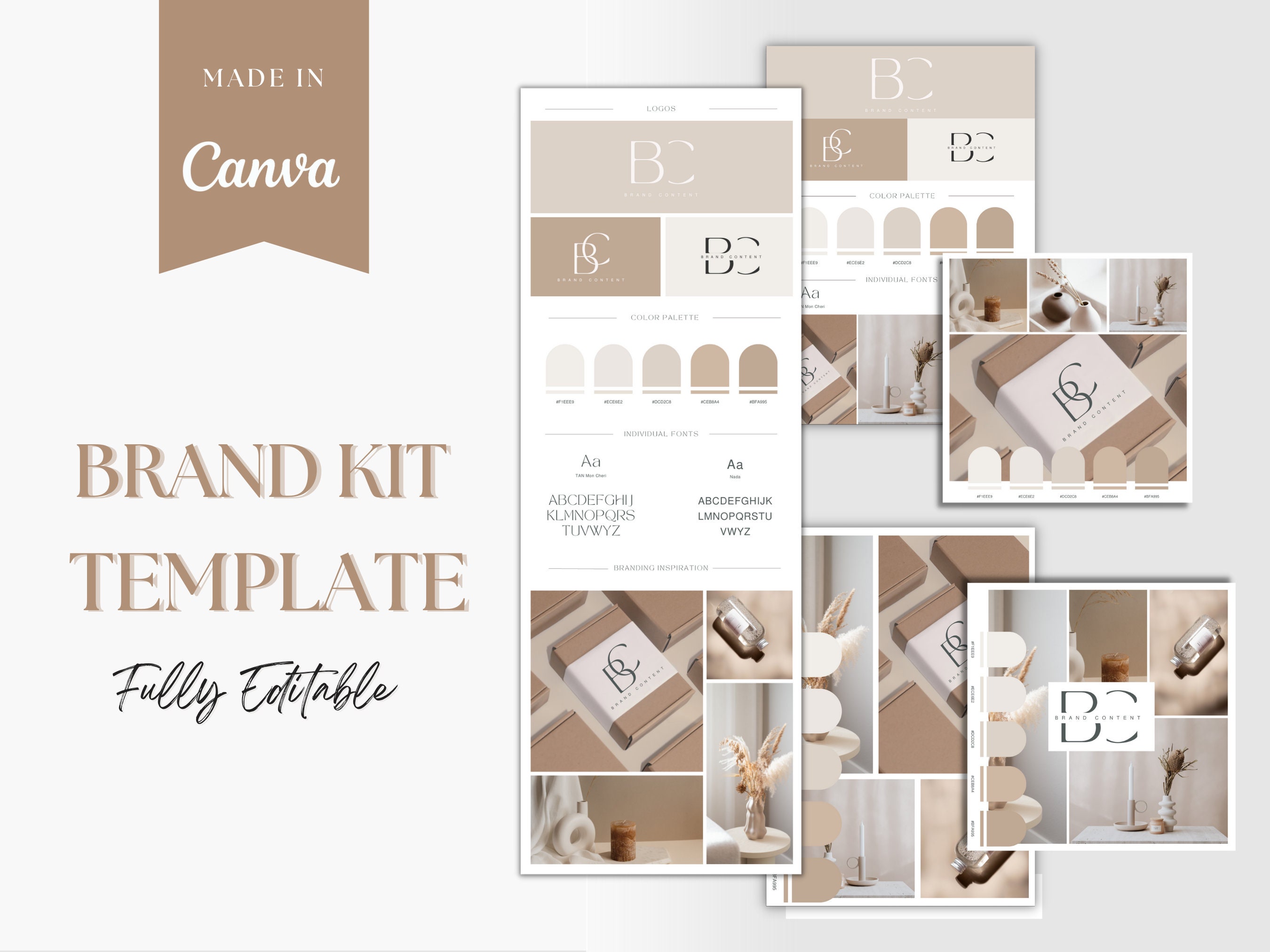 Canva Brand Kit Template Nude Brand Board Templates Boho Brand Branding ...