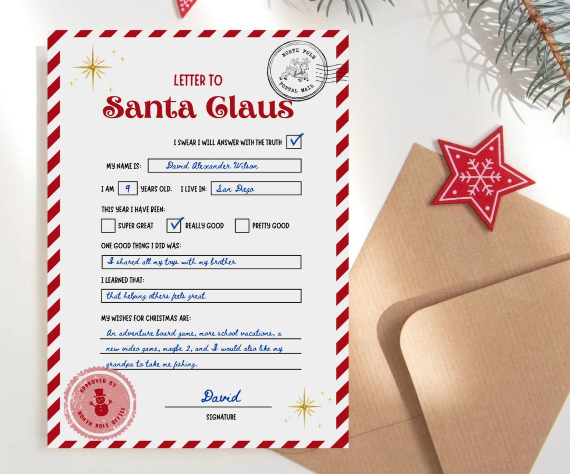 Printable Letter to Santa Claus | Christmas Wish List | Dear Santa ...