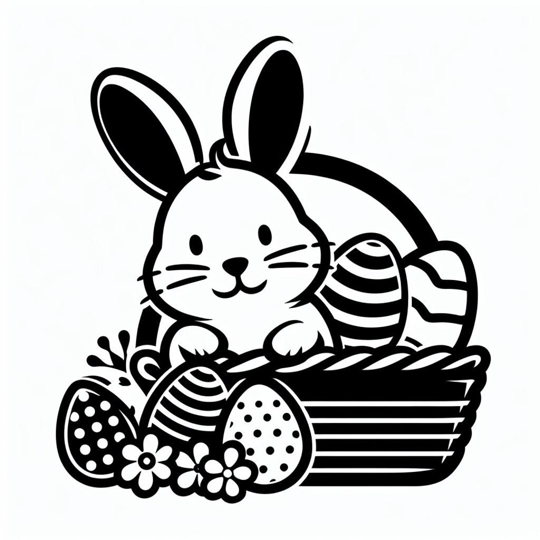 Easter Bunny Basket SVG - Etsy