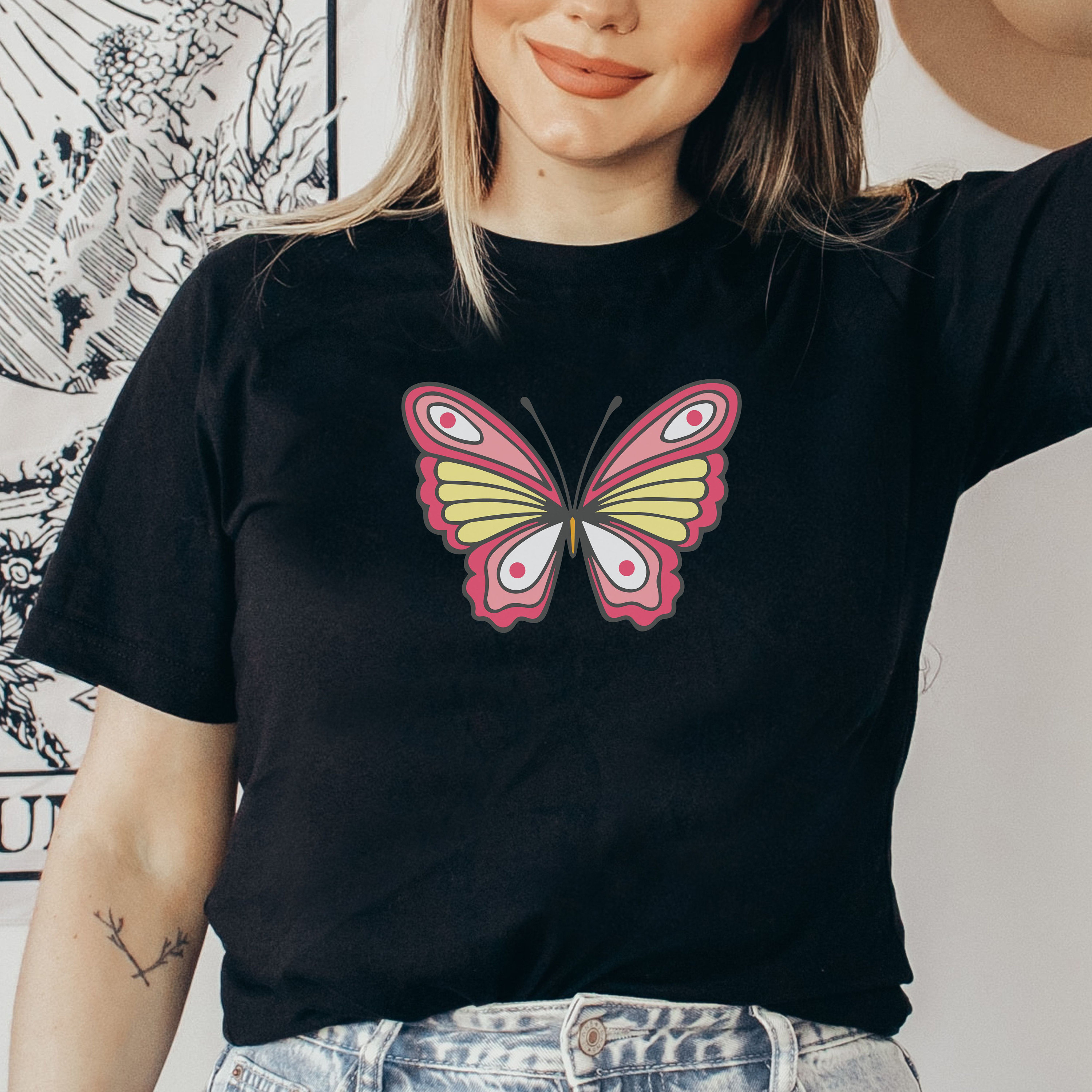 Pink Butterfly Shirt, Butterfly Shirt for Women, Butterfly Gift, Bug ...