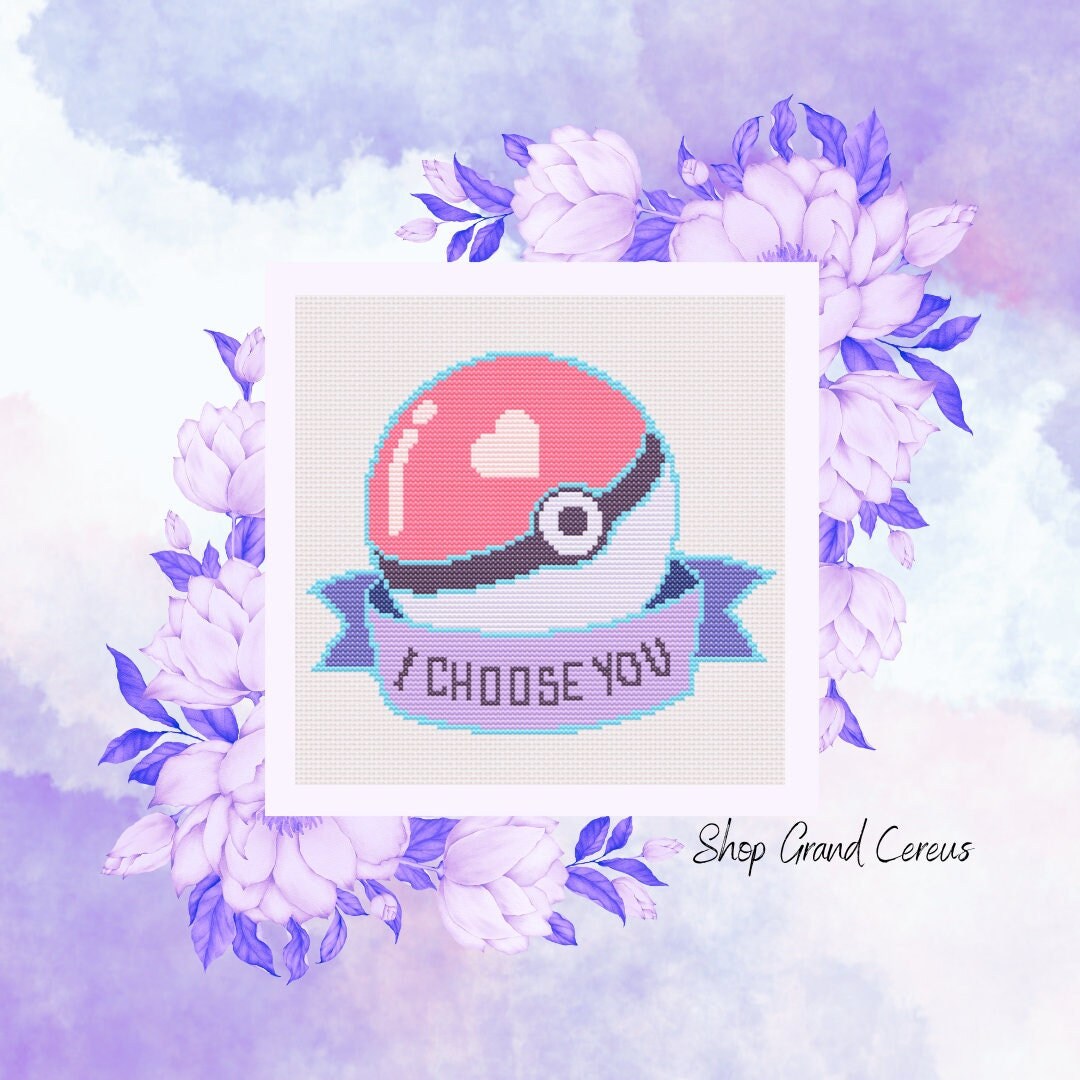 Heart Pokeball I Choose You Cross Stitch Pattern - Etsy