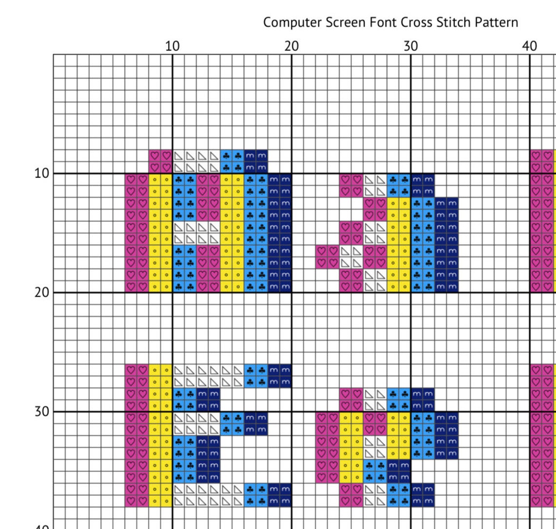 Computer Screen Alphabet | Cross Stitch Pattern, Pixel Alphabet Cross ...