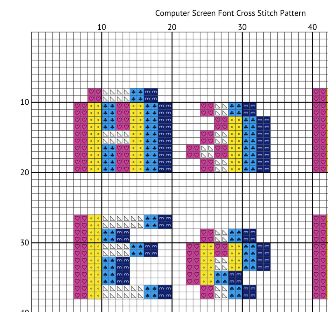 Computer Screen Alphabet | Cross Stitch Pattern, Pixel Alphabet Cross ...