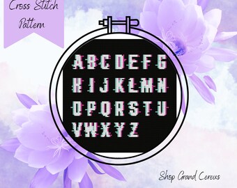 Computer Screen Alphabet | Cross Stitch Pattern, Pixel Alphabet Cross ...