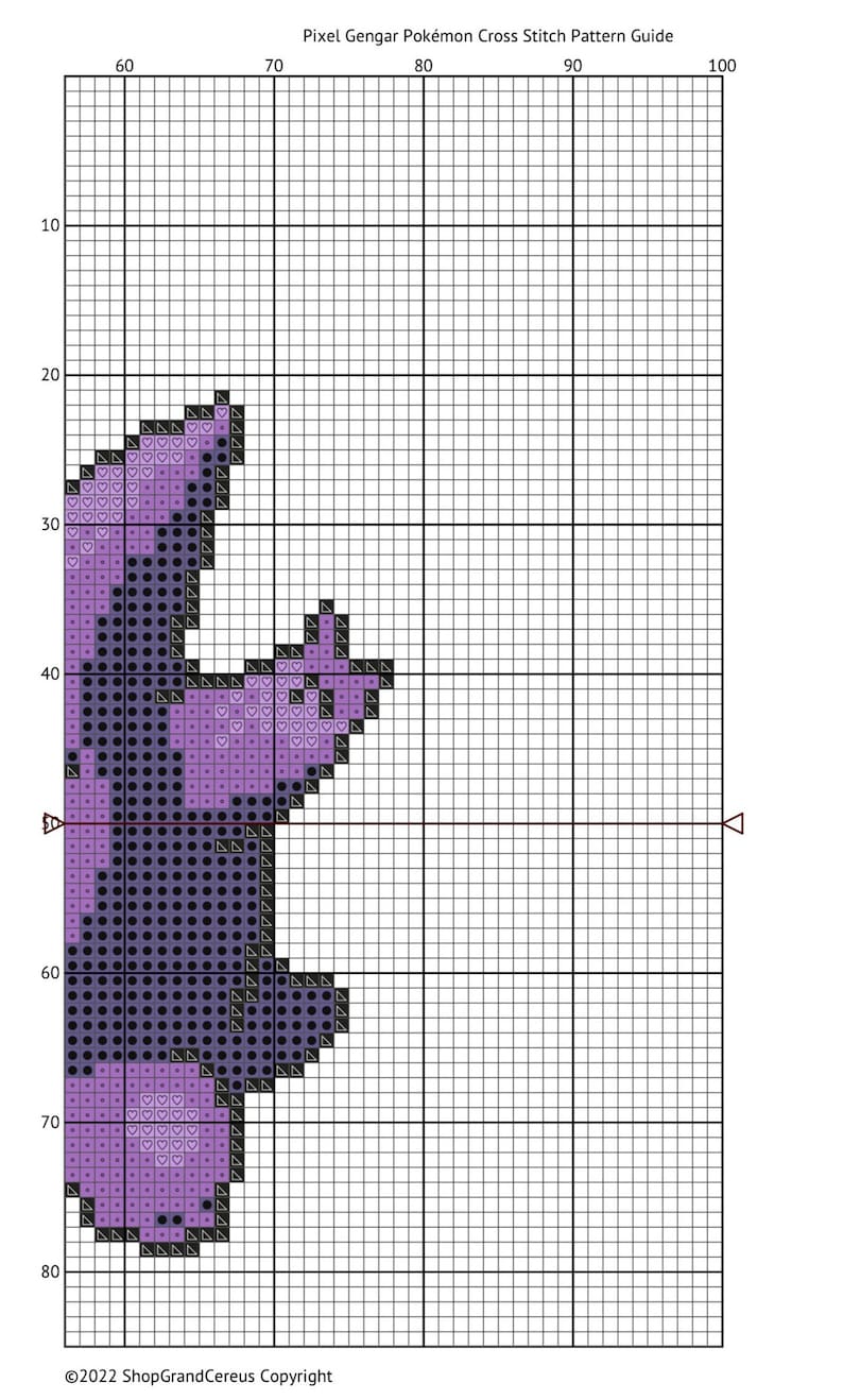 Pixel Gengar Pokémon Cross Stitch Pattern Guide - Etsy
