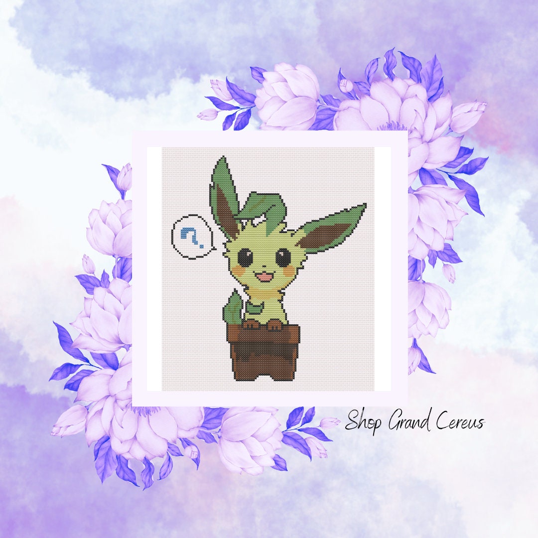 Pokémon Leafeon in Pot Cross Stitch Pattern - Etsy