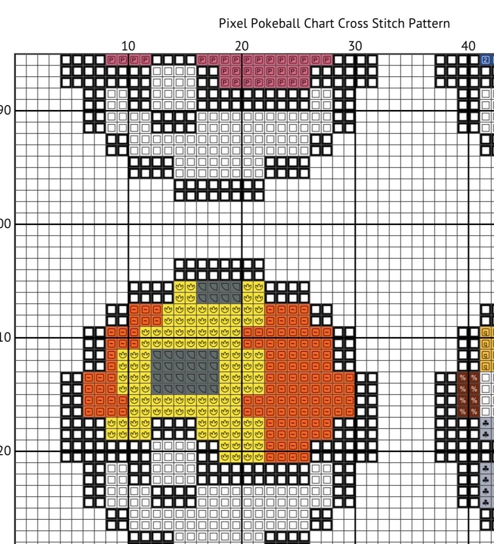 Pixel Pokeball Chart Pokemon Cross Stitch Pattern, Pokeball Cross ...