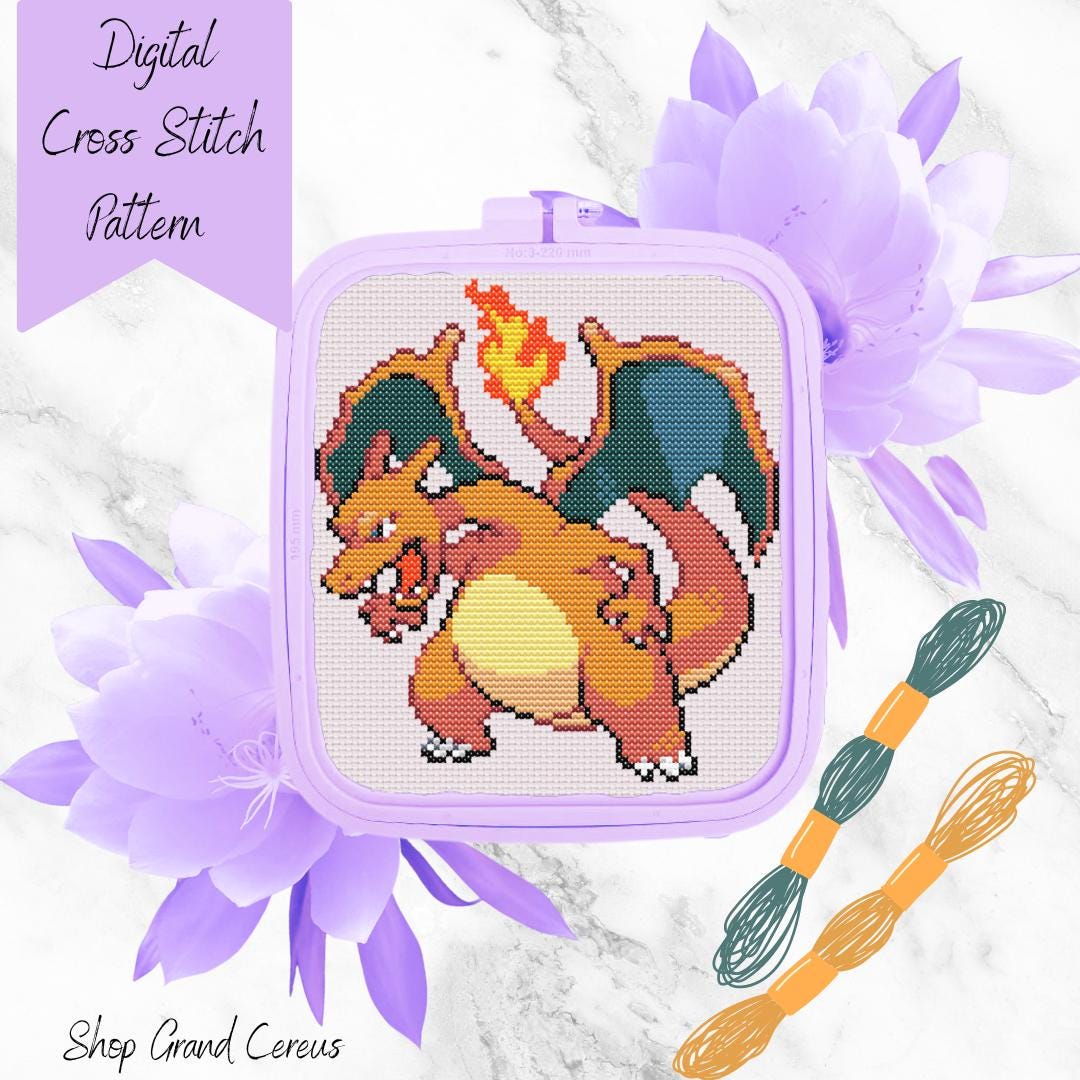 Charizard #6 | Pokemon Cross Stitch Pattern, Fire Pokemon Cross Stitch ...