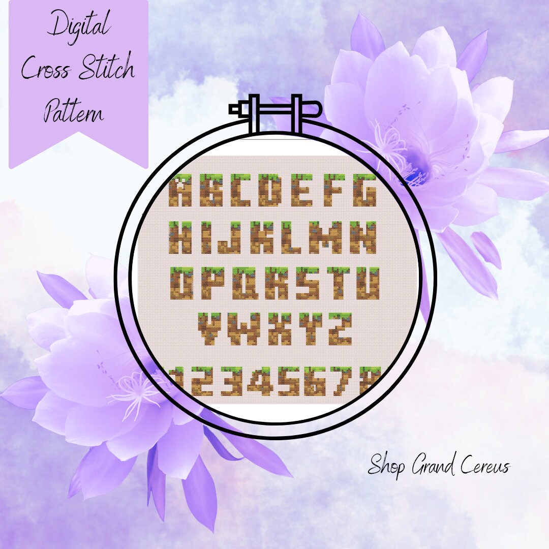 Minecraft Alphabet | Cross Stitch Pattern, Font Cross Stitch, Minecraft ...